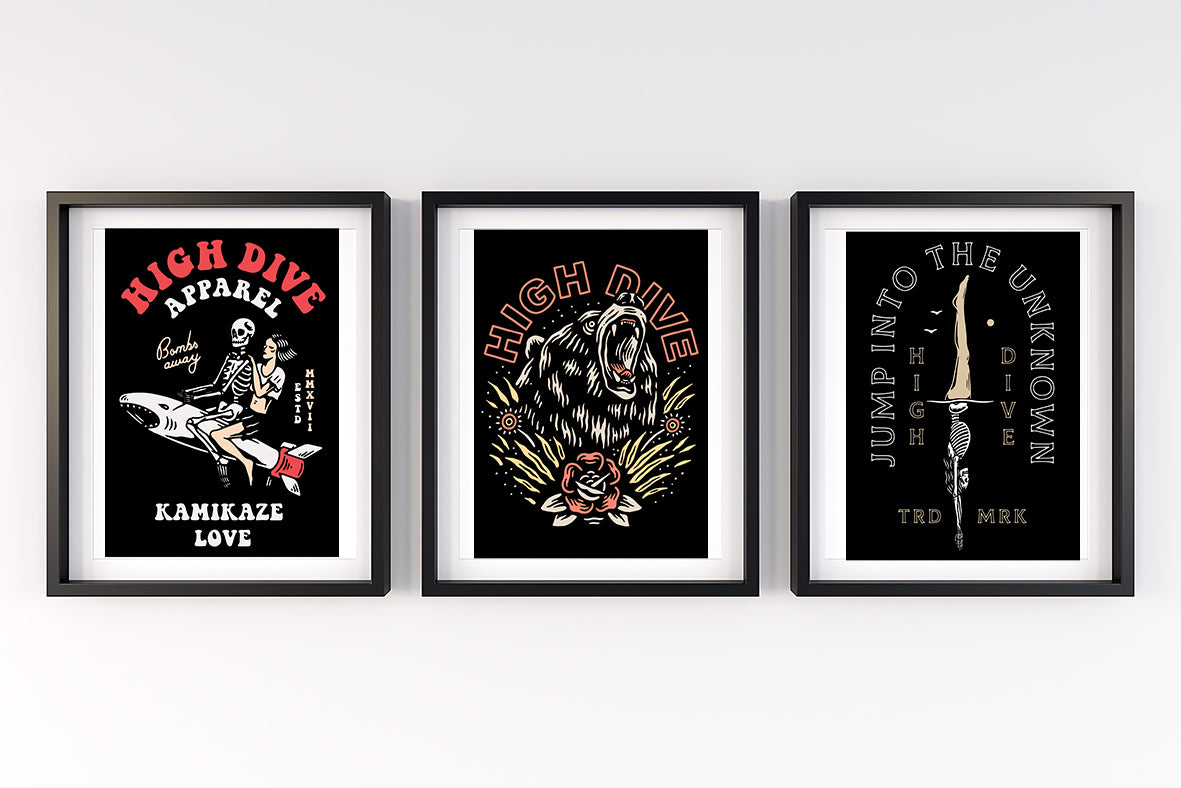 Buttery Set of 3 Art Prints – High Dive Apparel